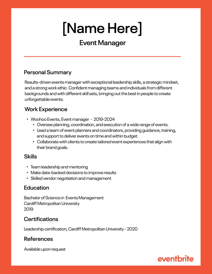 12 Event Planner CV Examples, Templates, and Tips
